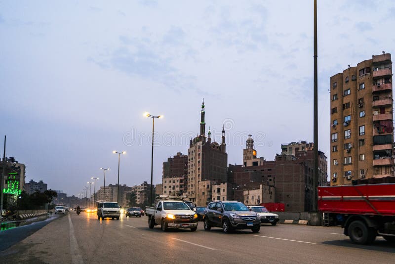 Urban Streets of Cairo. Panoramic View of Skyscrapers in Egypt Editorial Photography - Image of ...