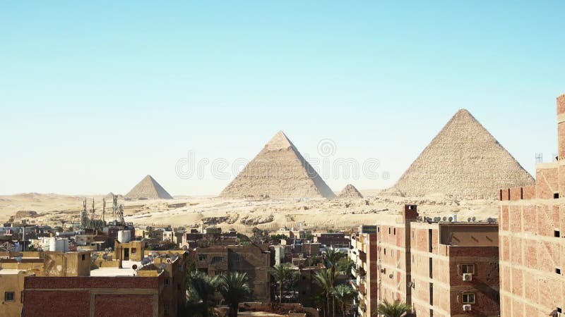 Cairo, Giza, Egypt. View of Great Giza Pyramids in the Desert Sahara ...