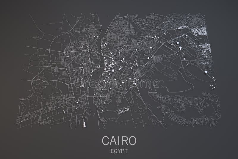 Cairo Map, Egypt, Satellite View Stock Illustration - Illustration of ...