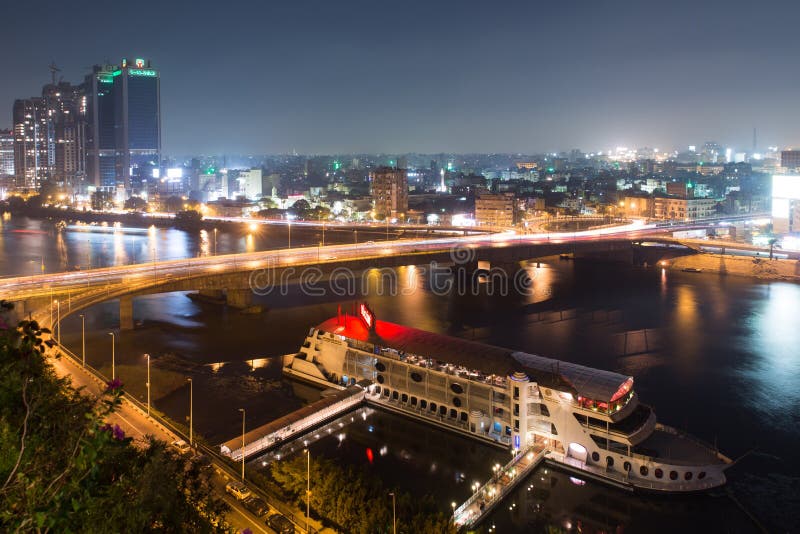 Cairo night traffic editorial photo. Image of trails - 67000376