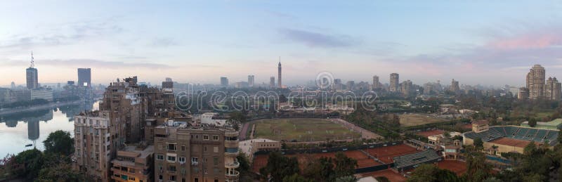 Cairo panoramic stock image. Image of scene, downtown - 57593053