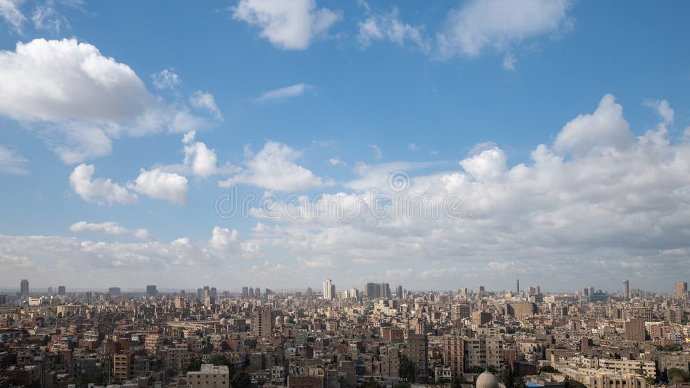 The Cairo Skyline on Winter Day Stock Image - Image of building, arabic ...