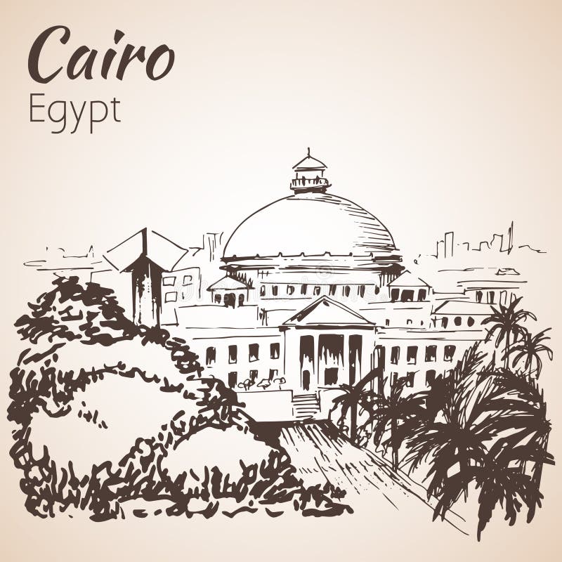 Cairo University. Egypt. Sketch Stock Vector - Illustration of ...