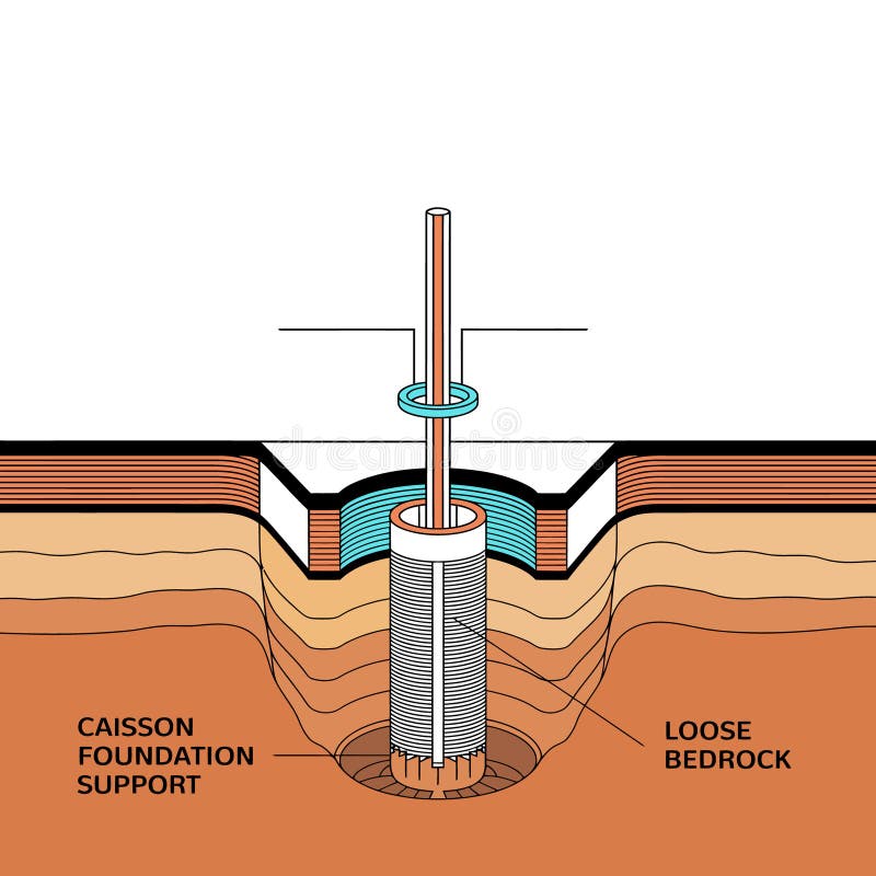 Caisson Foundation Support Structure Diagram Deep Foundation Engineering Illustration Stock ...