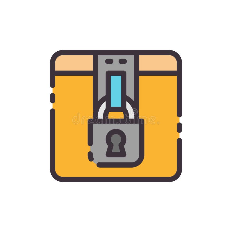 Caja Bloqueada Icono Del Color Del Vector Ilustración del Vector ...