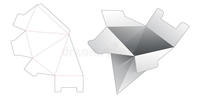 Caja De Embalaje Triangular De Cartón Plantilla De Corte De Trozos Ilustración del Vector ...