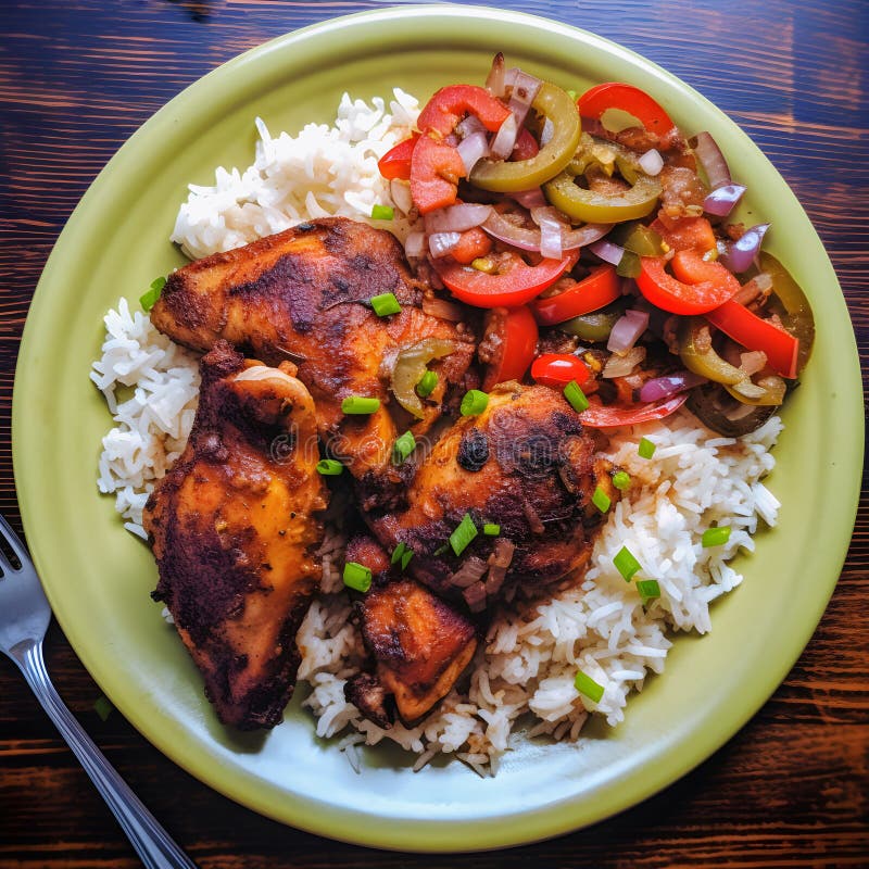 Cajun Chicken on a Plate Top View Stock Photo - Image of rustic, plate ...