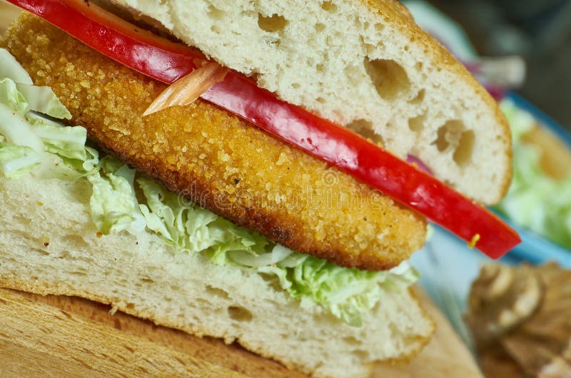 Cajun Perch Po`Boys Sandwich Stock Photo - Image of seafood, coleslaw ...