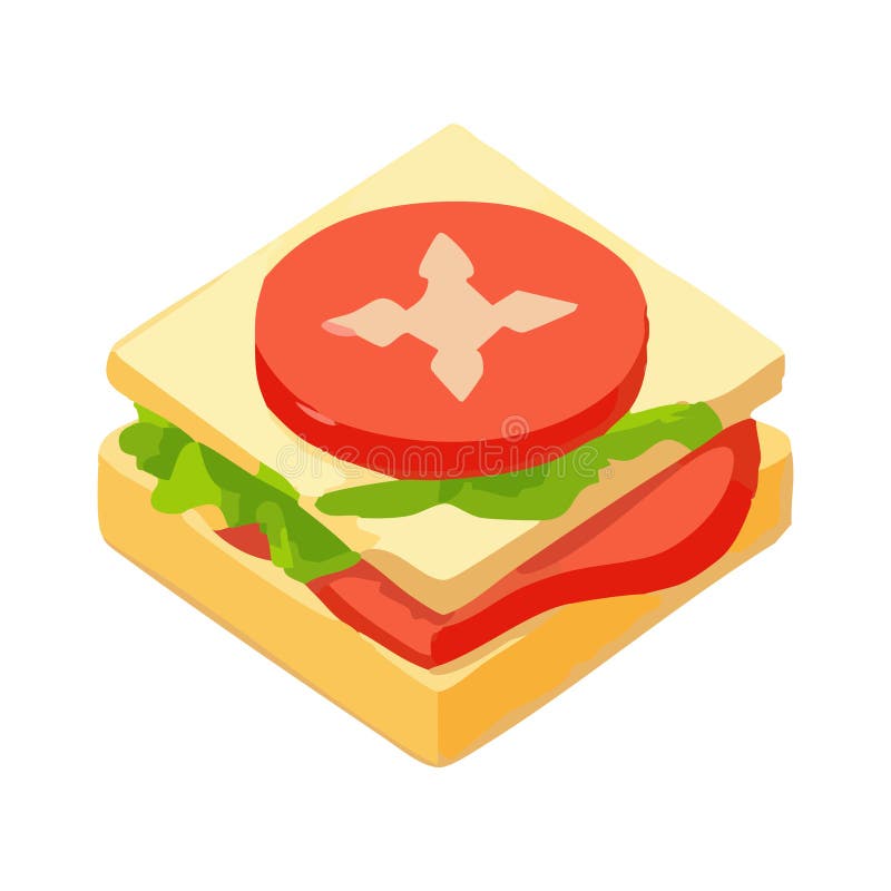 Square Sandwich with Layers of Bread, Cheese, Lettuce, Tomato, and ...