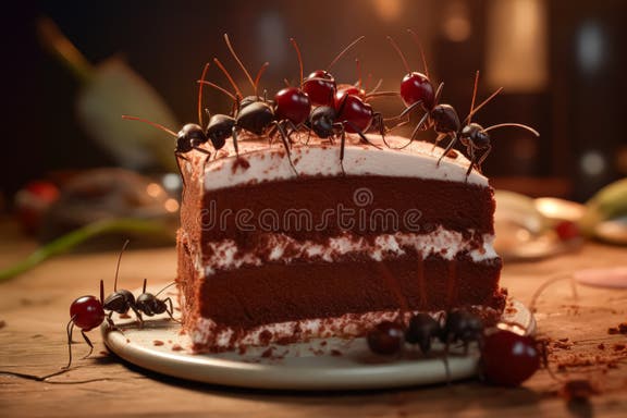 Cake with ants on it stock photo. Image of black, fruit - 353209570