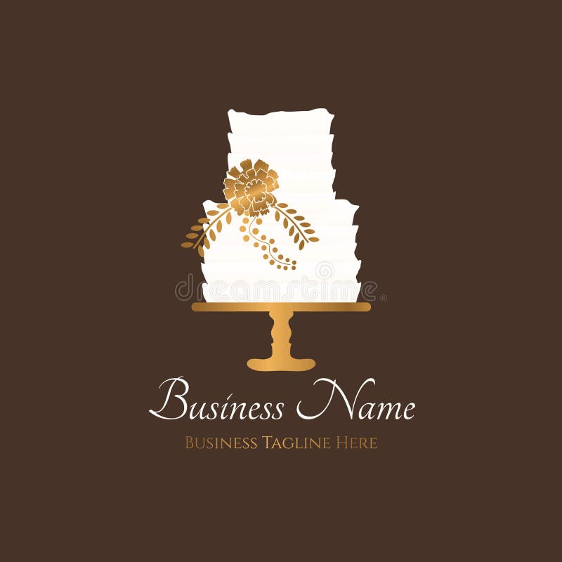 Cake Bakery Logo in Elegant Style and Gold and Brown Colors Stock ...