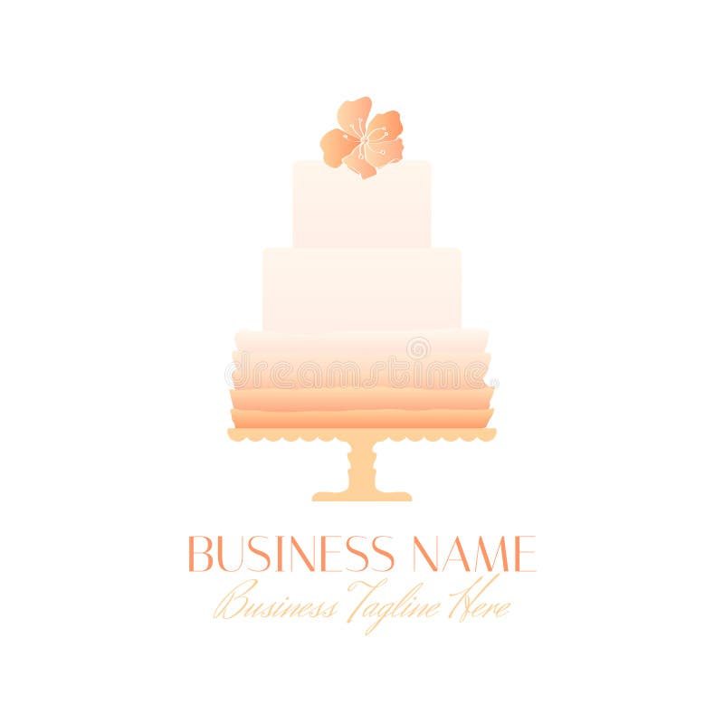 Cake Bakery Logo in Elegant Style in Peach Color Stock Vector ...