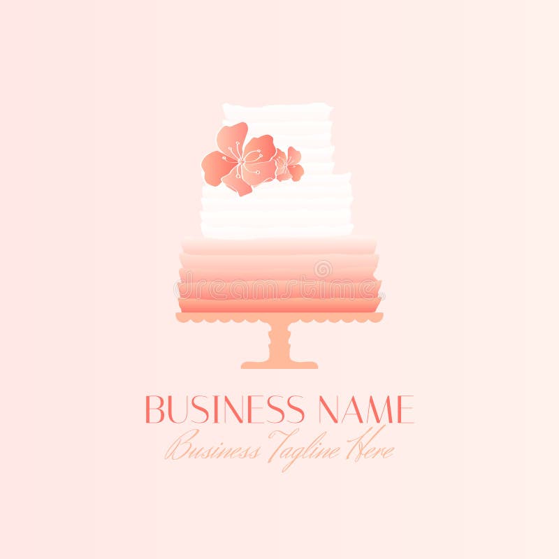 Cake Bakery Logo in Elegant Style in Peach Color Stock Vector ...