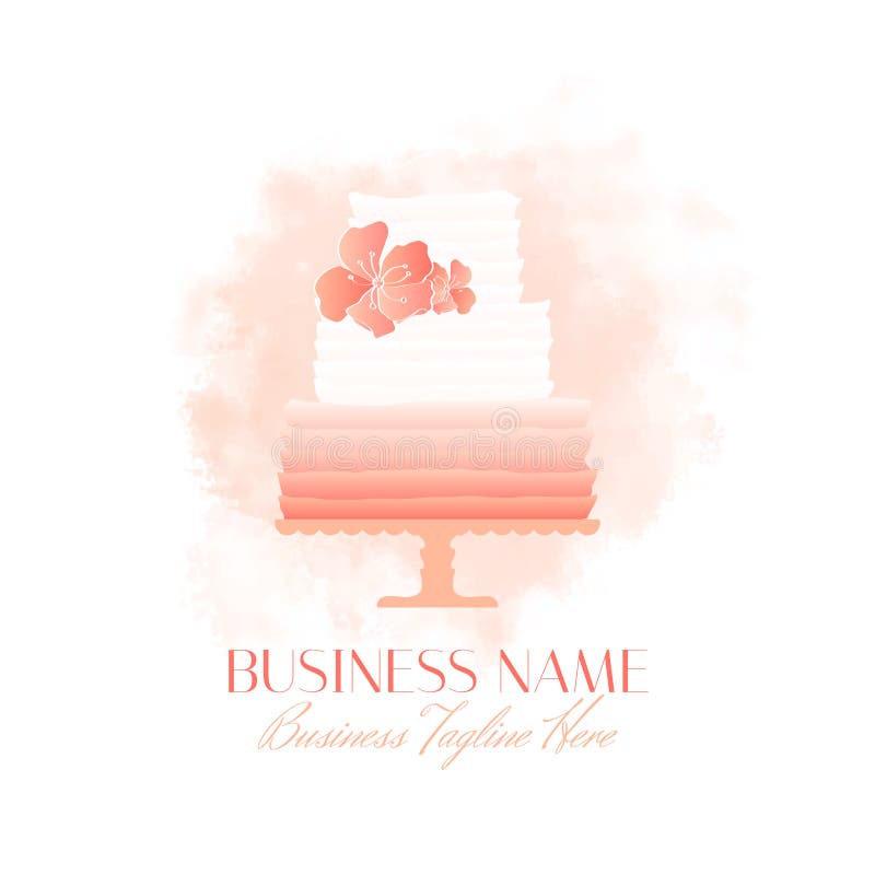 Cake Bakery Logo in Elegant Style in Peach Color Stock Vector ...