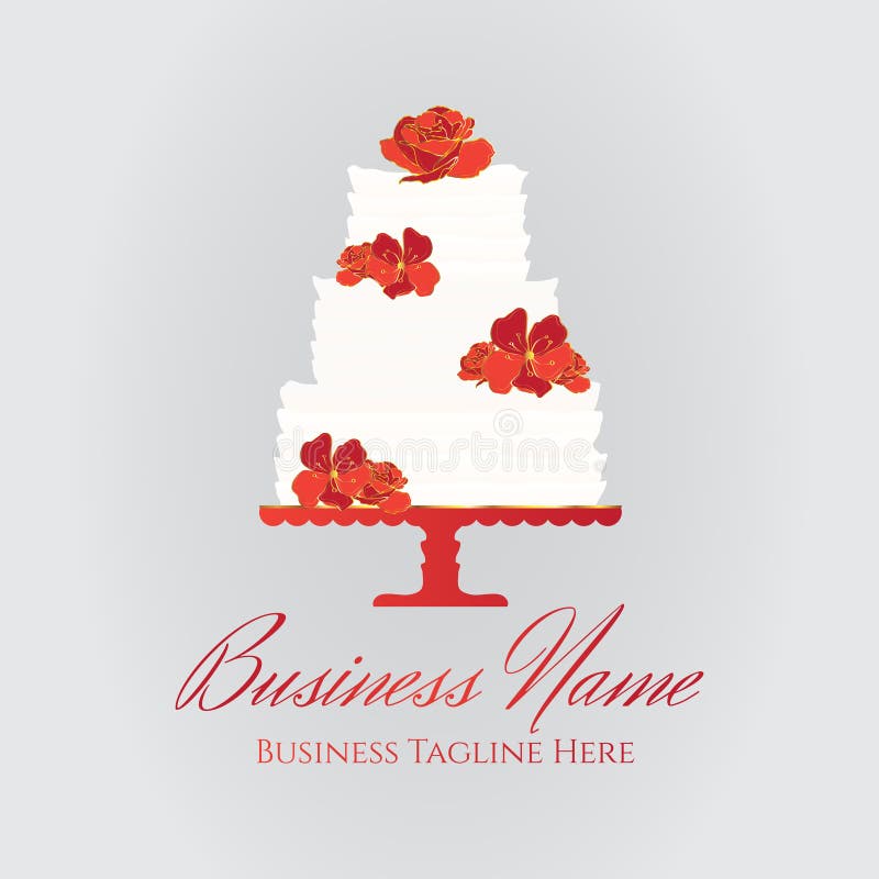 Cake Bakery Logo in Elegant Style in Red and White Colors Stock Vector ...