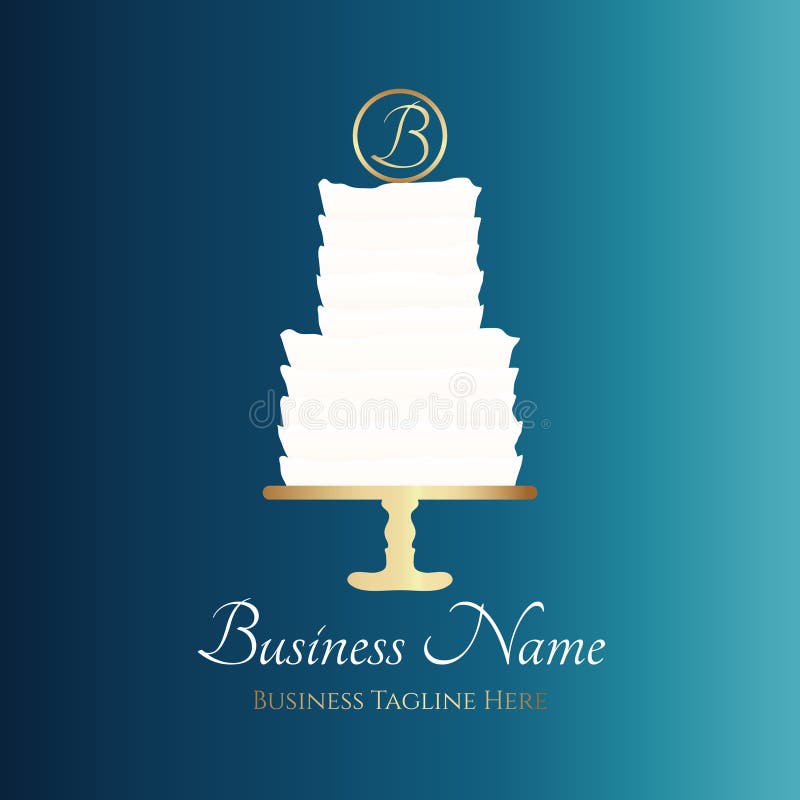 Cake Bakery Logo with Initial Letter on Blue Background Stock Vector ...