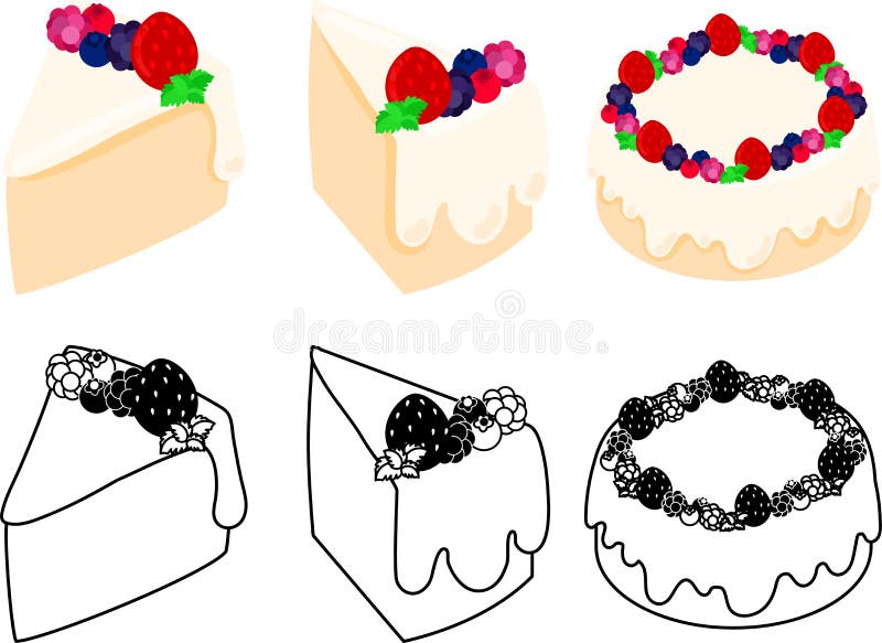 The Mix Berry Chiffon Cake Icons Stock Vector - Illustration of ...