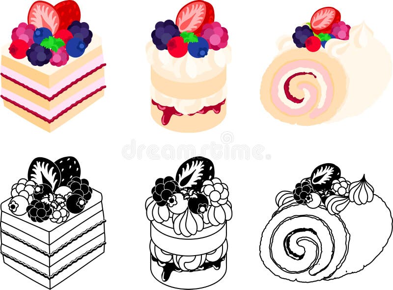 The Various Mix Berry Cakes Icons Stock Vector - Illustration of idea ...