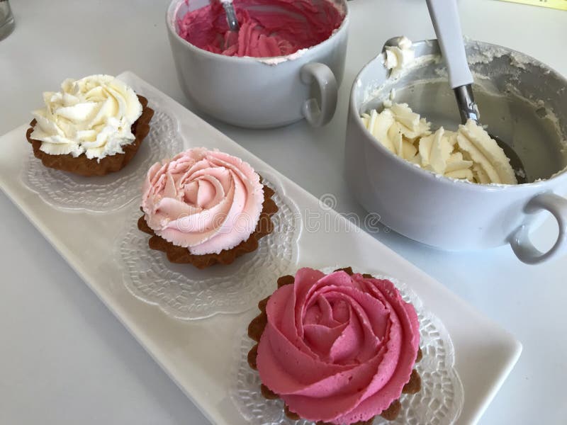 Cake Basket. Decorated with Cream Cheese Roses Stock Photo - Image of ...