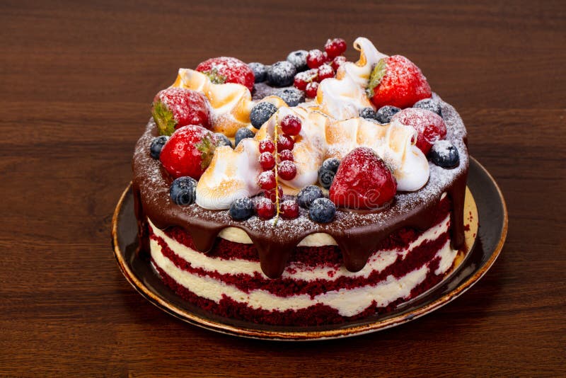 Cake with berries stock photo. Image of cream, delicious - 127836702