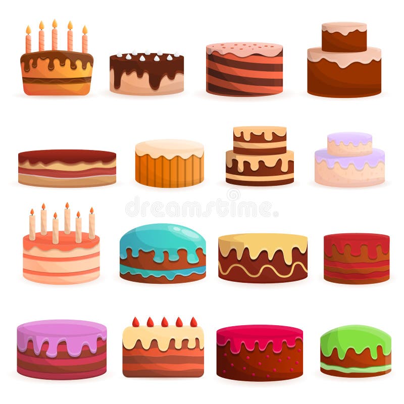 Cartoon Cake Icons Set Stock Illustrations – 9,272 Cartoon Cake Icons ...