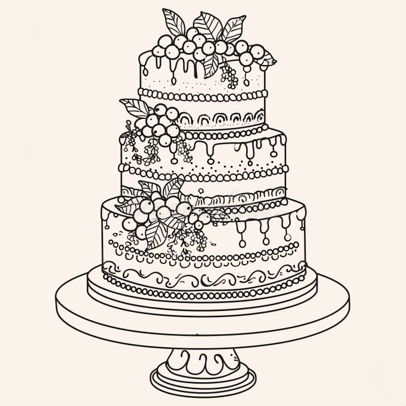 Cake - a Black and White Drawing of a Cake Stock Illustration ...