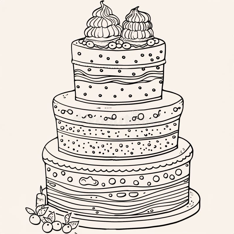 Cake - a Black and White Drawing of a Cake Stock Illustration ...
