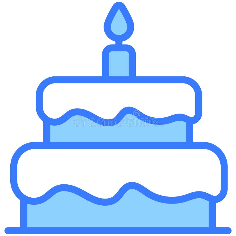 Cake Blue Outline Icon, Isolated Vector Stock Vector - Illustration of ...