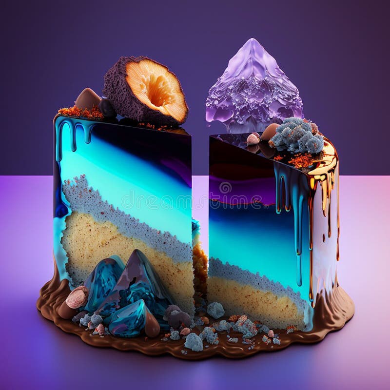 A Cake with a Blue and Purple Layer on it Stock Illustration ...