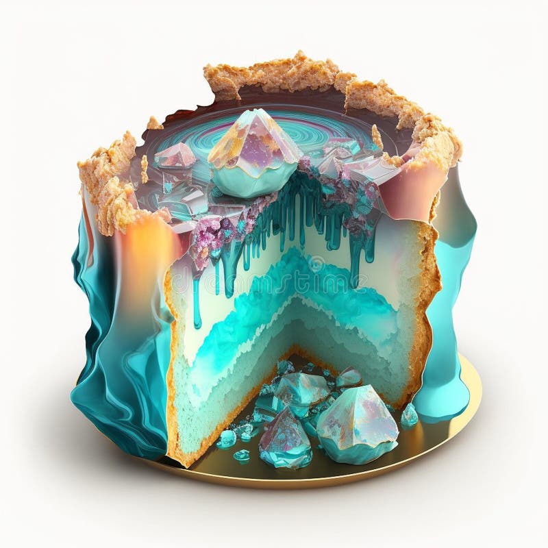 A Cake with a Blue and Purple Layer on it Stock Illustration ...