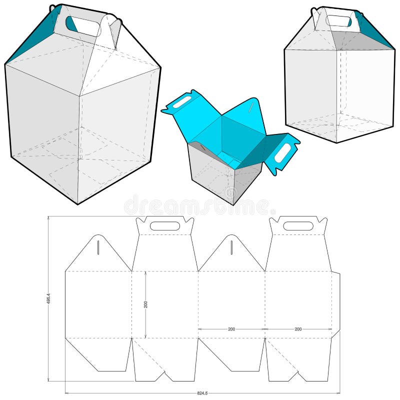 Cake Box with Handle Internal Measurement 24x 24+ 14cm and Die-cut ...
