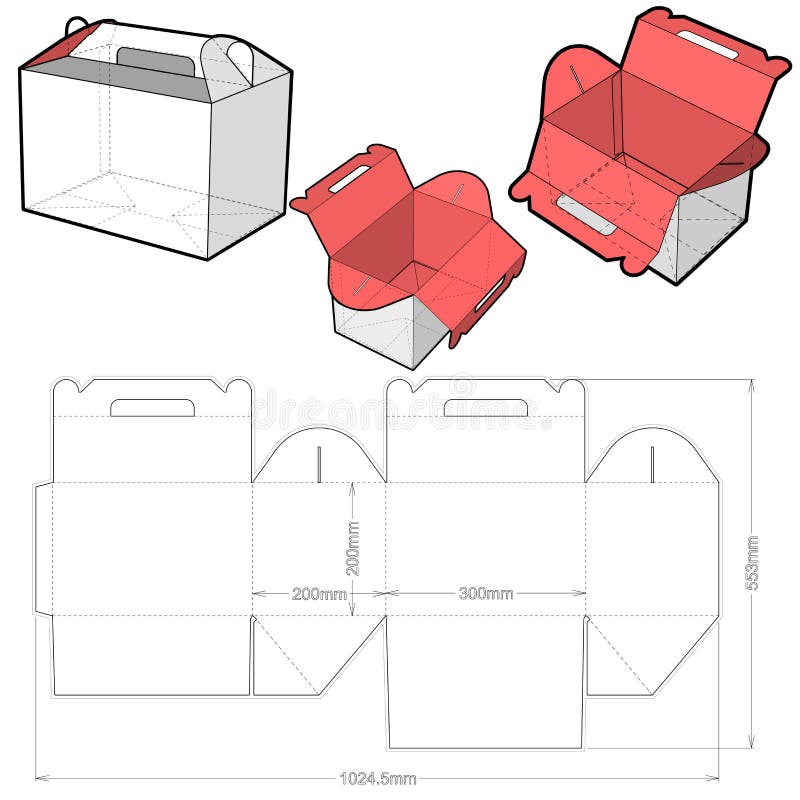 Cake Box with Handle Internal Measurement 24x 24+ 14cm and Die-cut ...