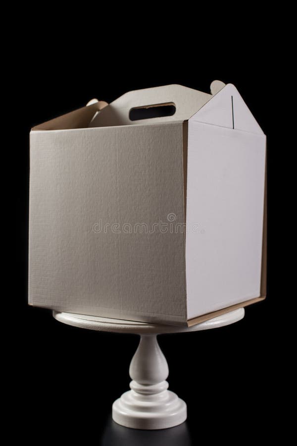 Cake Box on Stand Paper Box with Handle Isolated on Black Stock Image ...