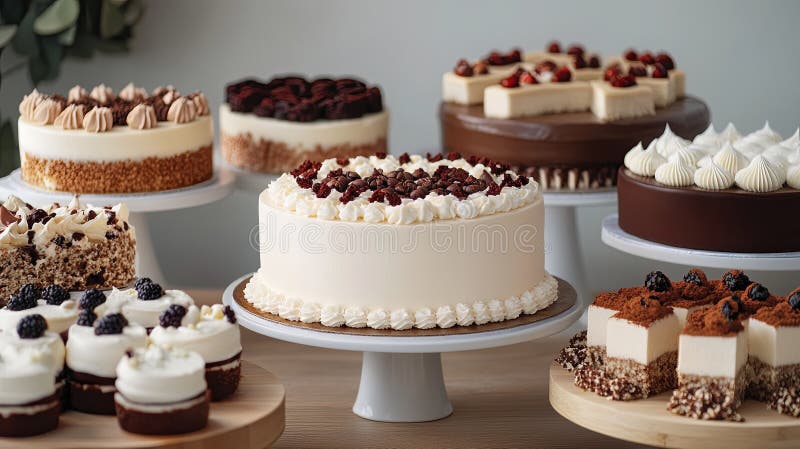 A Cake Buffet with Minimal Design Showcasing Espresso-flavored Stock ...