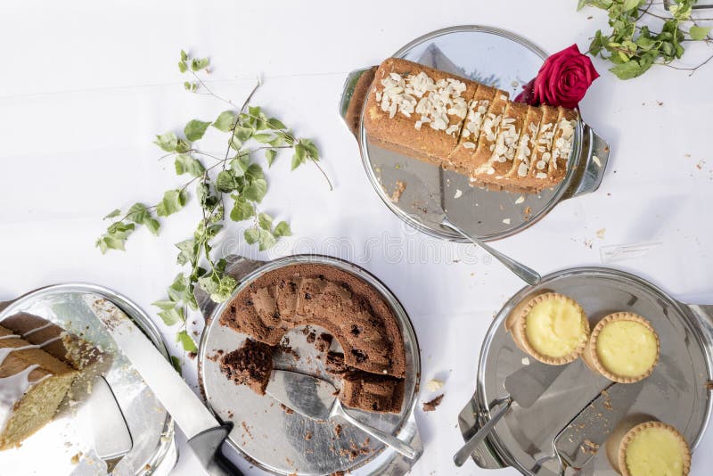 Cake Buffet Photographed from Very High Up on the Outside Stock Photo ...