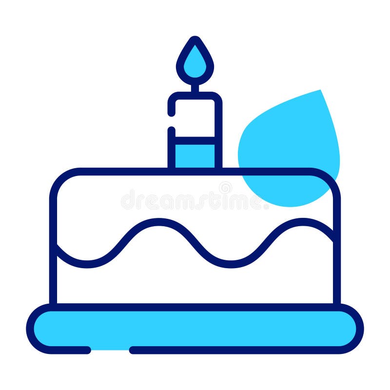 Cake with Burning Candle Vector, Party Dessert Icon Stock Vector ...
