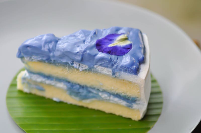 Cake or butterfly pea cake stock image. Image of piece - 142868051