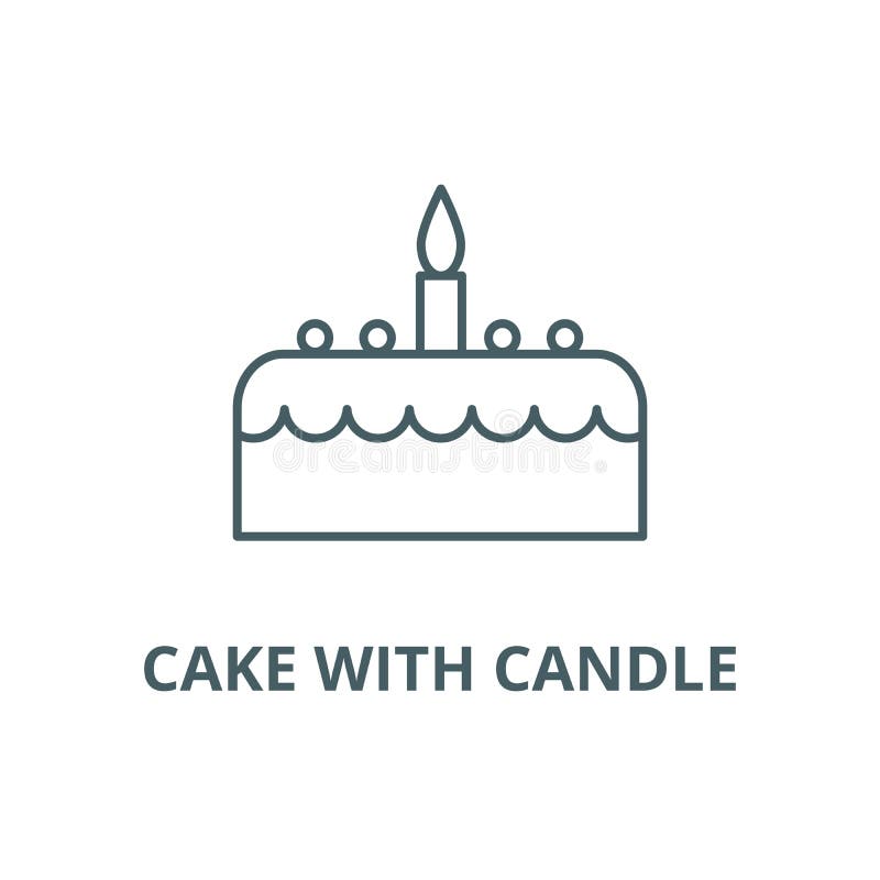 Cake With Candle Line Icon Vector Cake With Candle Outline Sign
