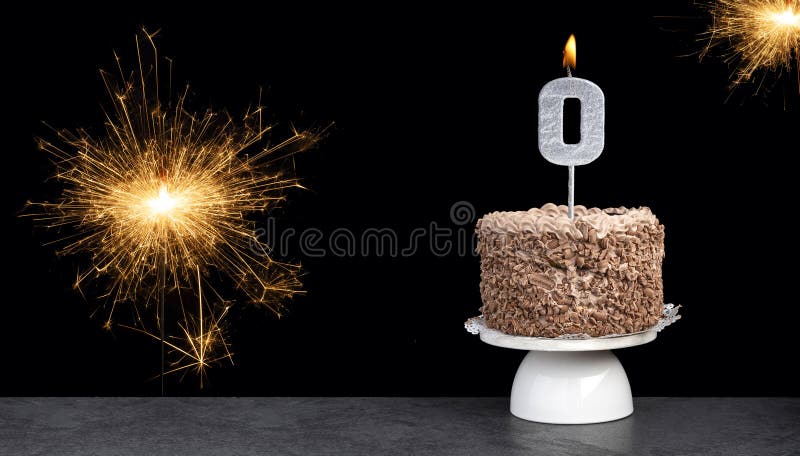 Cake with Candle Number 0 - Birthday Card Stock Photo - Image of ...