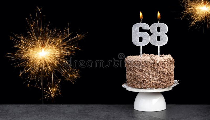 Cake with Candle Number 68 - Birthday Card Stock Photo - Image of cake ...