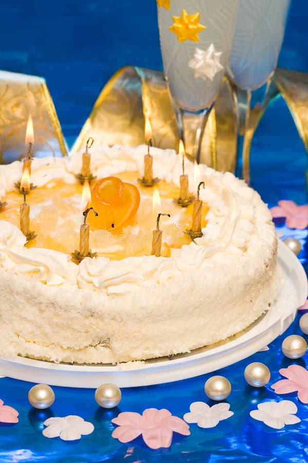 Cake and candles stock image. Image of decorate, celebrate - 7695885