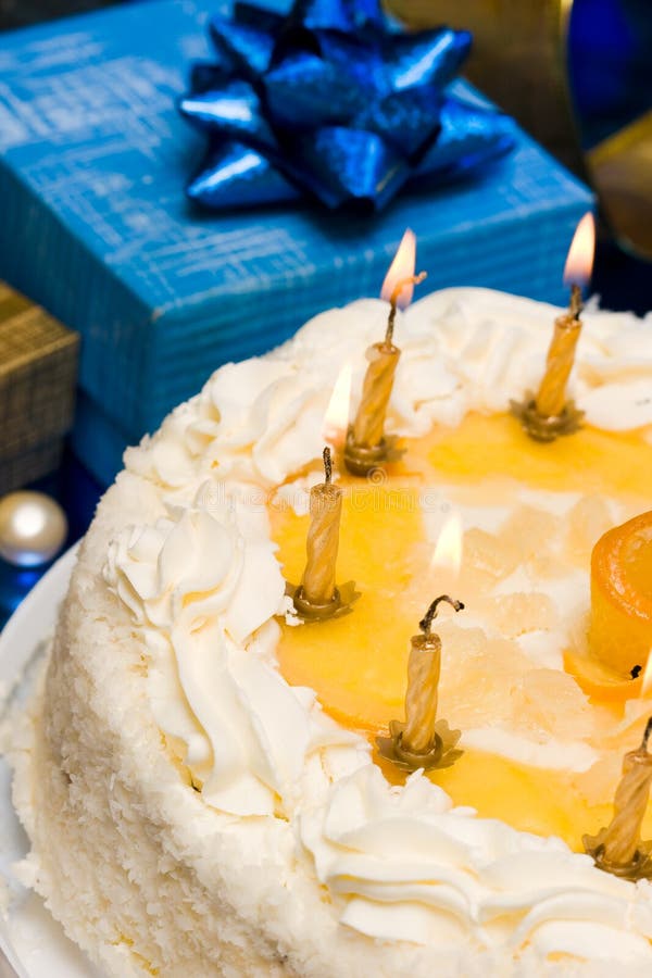 Cake and candles stock photo. Image of gold, anniversary - 7695960