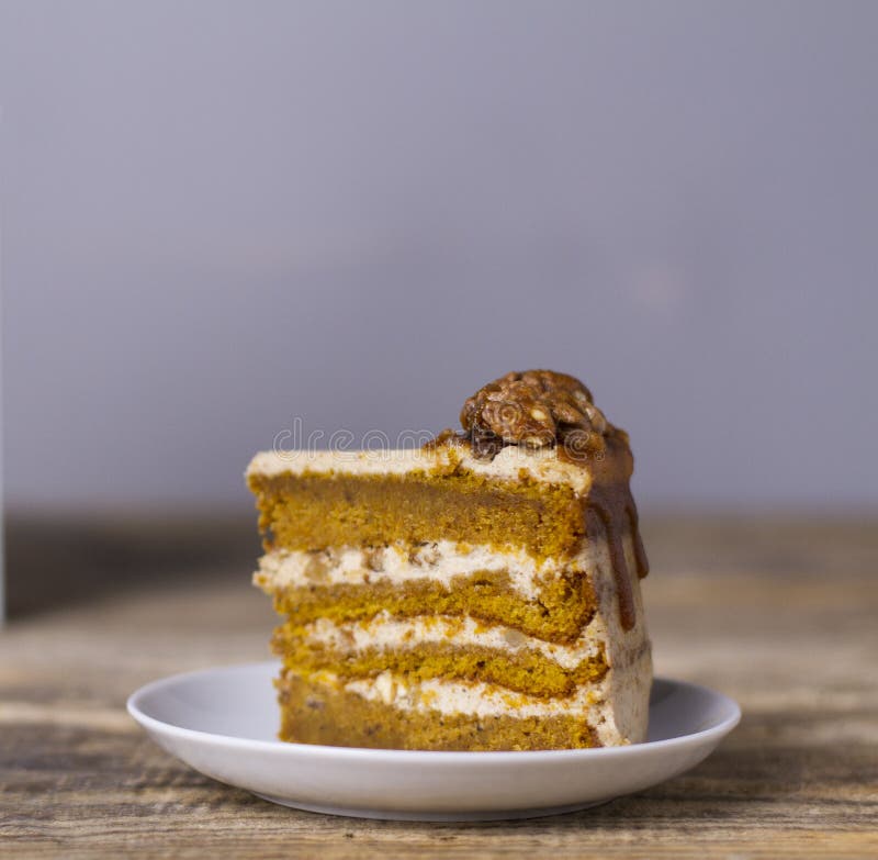 Cake with caramel and nuts stock photo. Image of delicious - 101584302