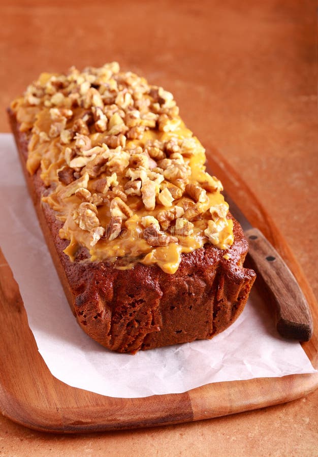 Cake with Caramel and Walnut Topping Stock Image - Image of nuts ...