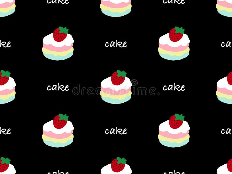 Cake Seamless Pattern on Black Background Stock Vector - Illustration ...