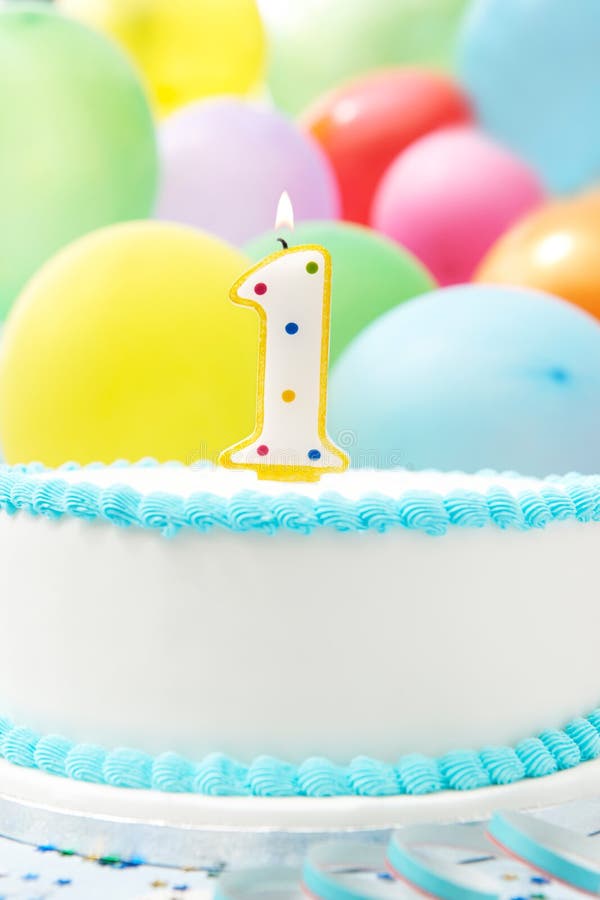 Cake Celebrating 1st Birthday Stock Photo - Image of burning, boys ...