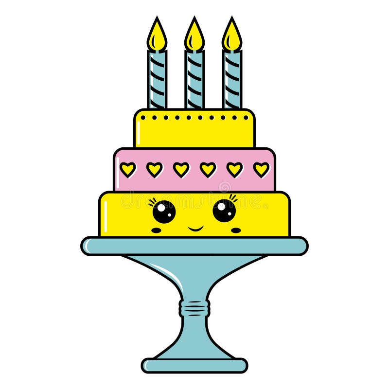 Cake Character, Sweet Dessert Kawaii, Vector Illustration Stock Vector ...