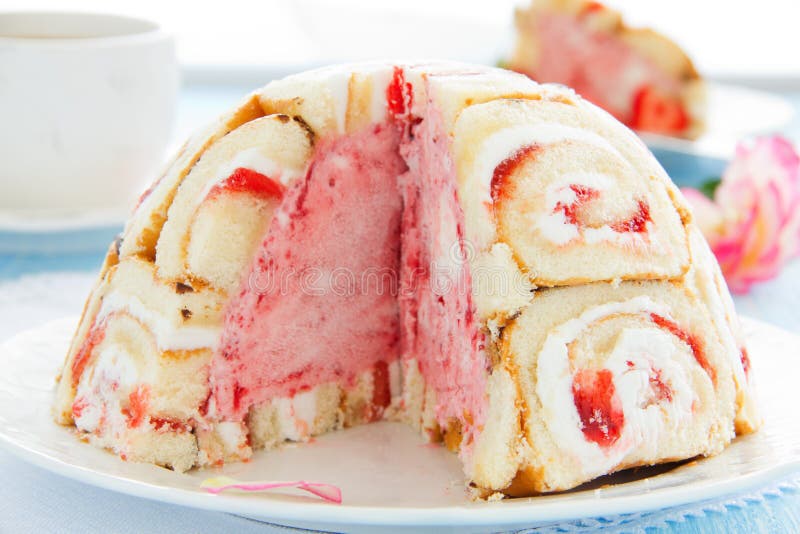 Cake Charlotte Royale with Ice Cream Stock Image - Image of piano ...