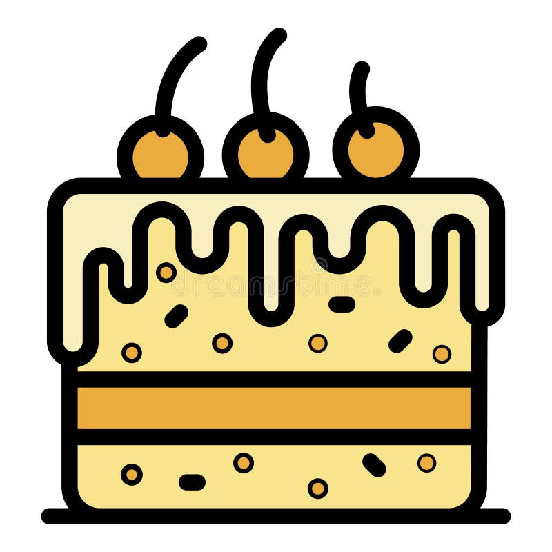Cake with Cherries Icon Color Outline Vector Stock Vector ...
