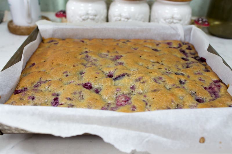 Cake with Cherries and Raspberries. Stock Image - Image of cookery ...